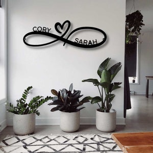 Infinity Couples Metal Wall Art, Personalized Metal Steel Sign, Wedding ...