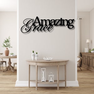 Amazing Grace Metal Sign, Gift for Christians, Metal Wall Sign, Script ...