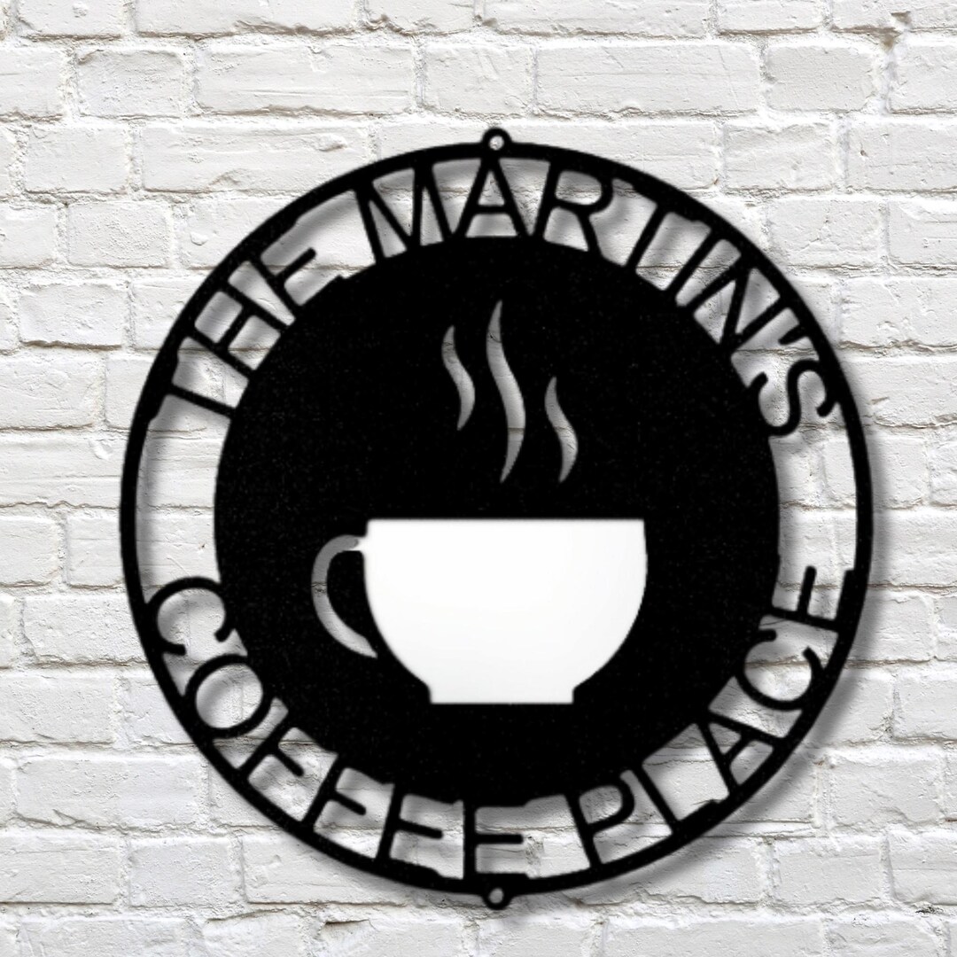 Coffee Bar Wall Sign, Personalized Coffee Metal Sign, Kitchen Coffee ...