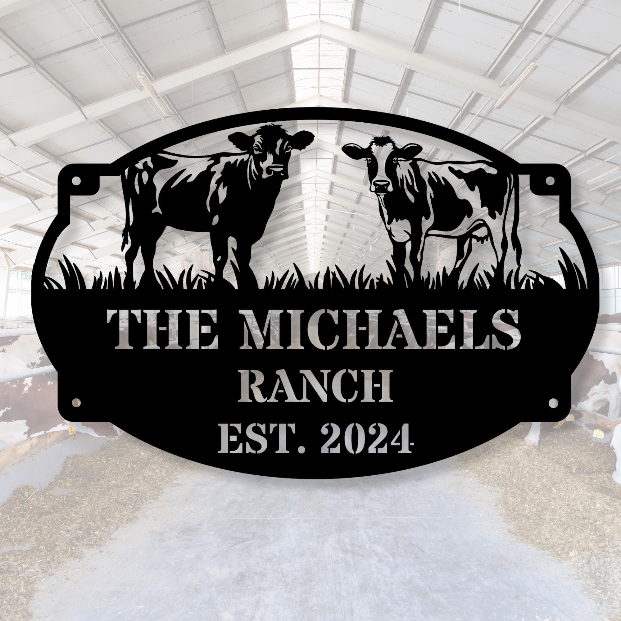 Customized Cattle Ranch Metal Sign, Cow Sign, Farmhouse Metal Sign ...