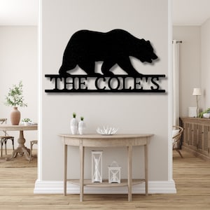 Personalized Bear Metal Sign, Custom Bear Wall Art, Housewarming Wall ...