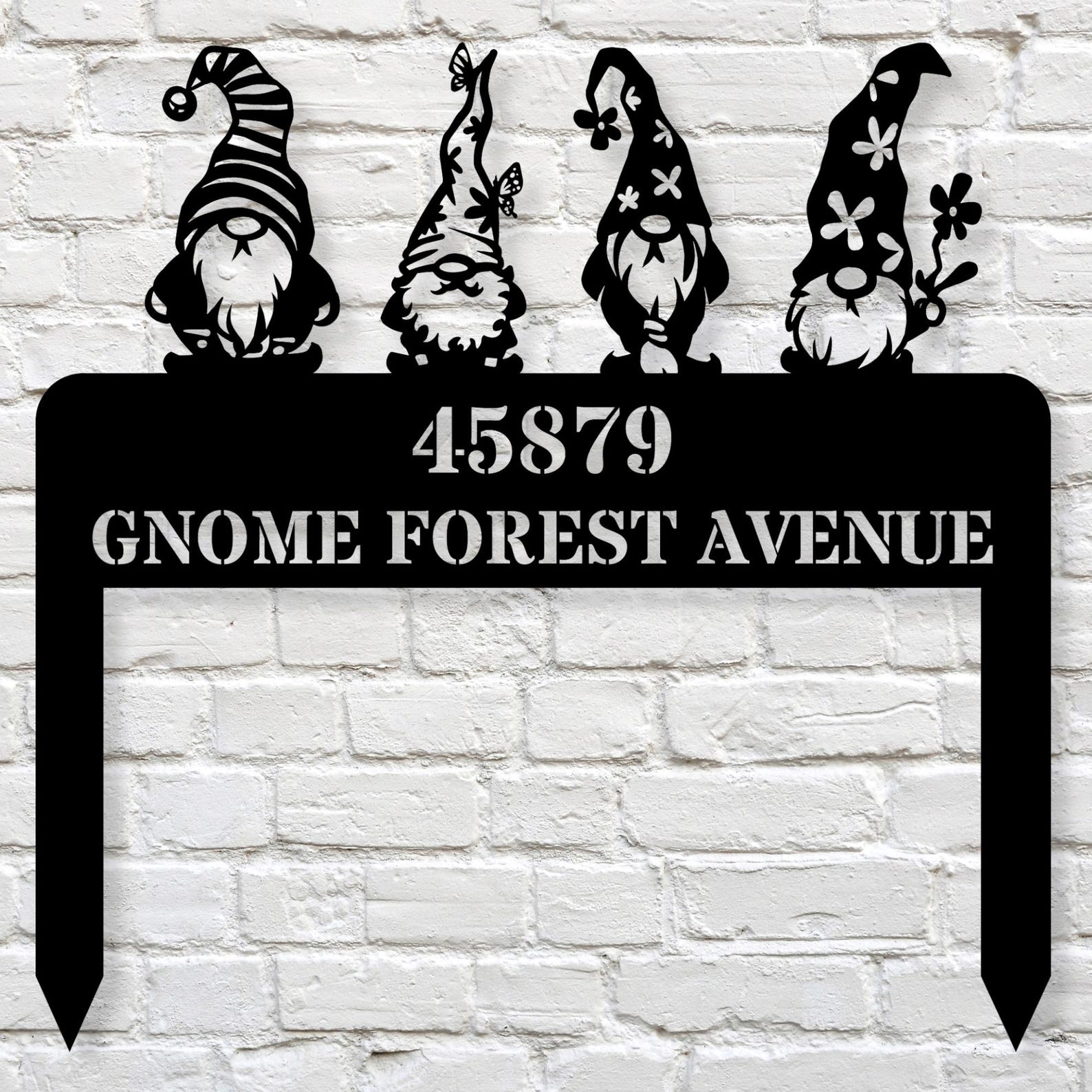 Customized Gnome Address Metal Stake, House Number Sign, House Address ...