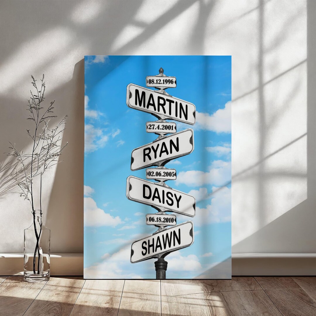 Personalized Family Names Canvas Sign, Anniversary Gifts, Vintage ...