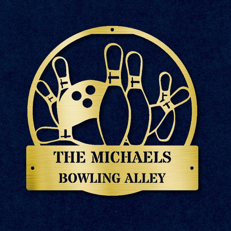Custom Bowling Metal Wall Sign, Last Name Metal Wall Decor, Bowling ...