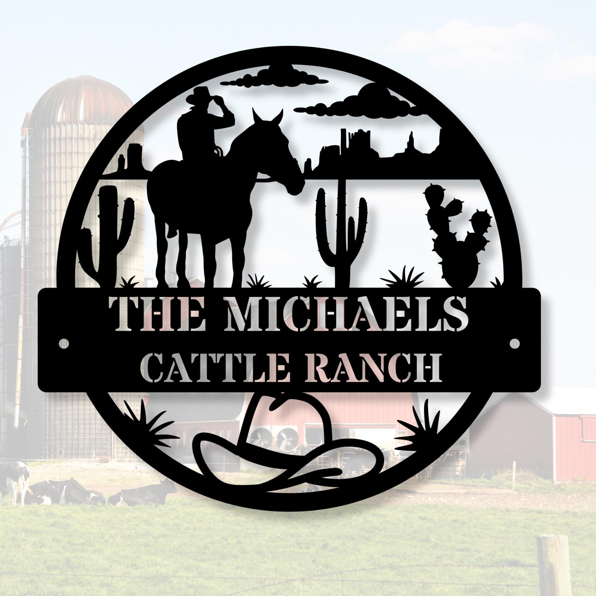 Personalized Cattle Ranch Metal Sign, Custom Ranch Decor, Rustic ...