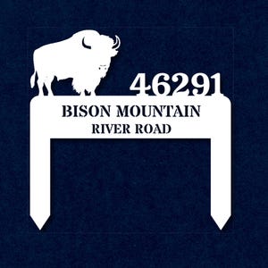 Customized Bison Metal Address Stake Sign, Bison Front Yard Address ...