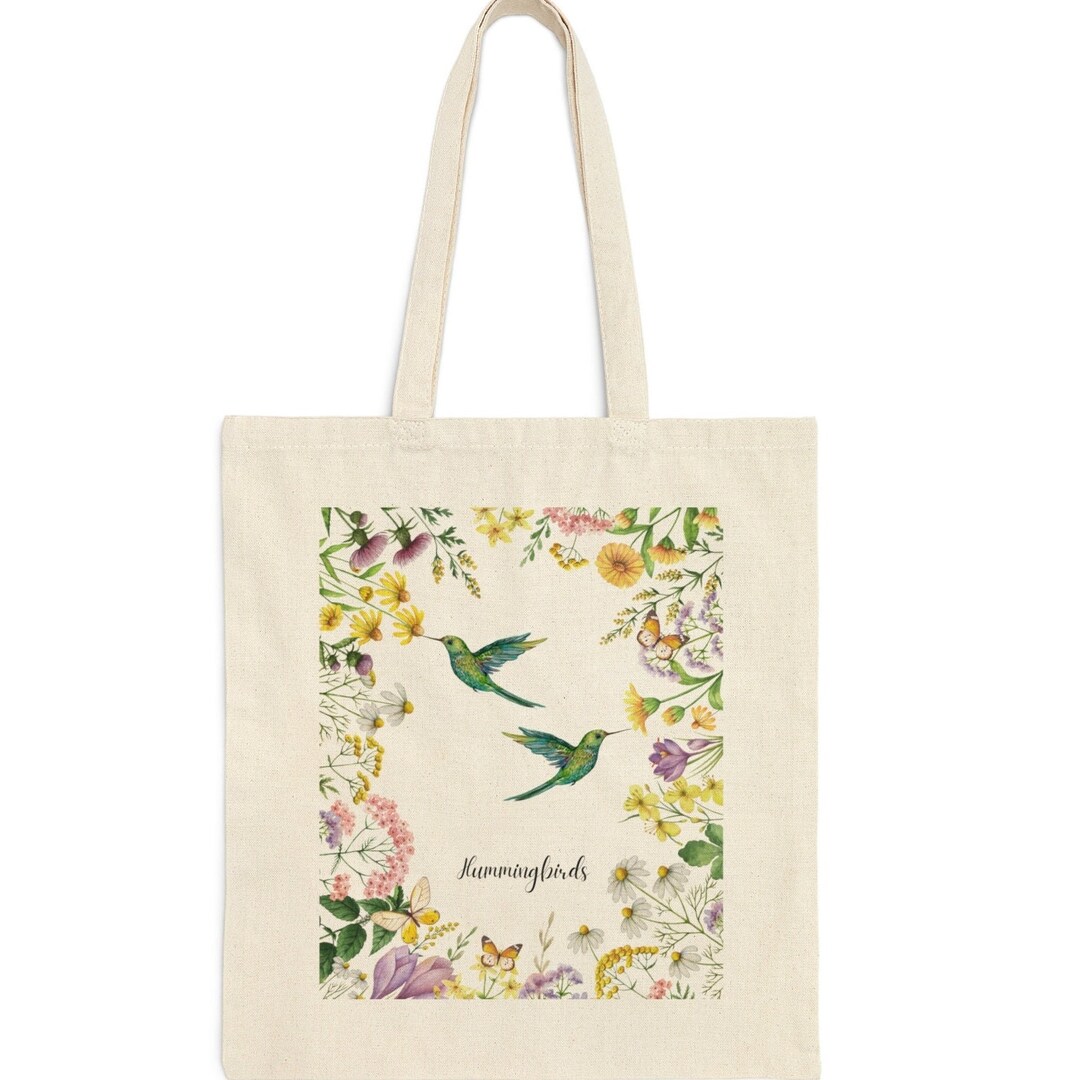 Hummingbirds and Floral Tote Bag Design, Gift for Women, Flower Design ...