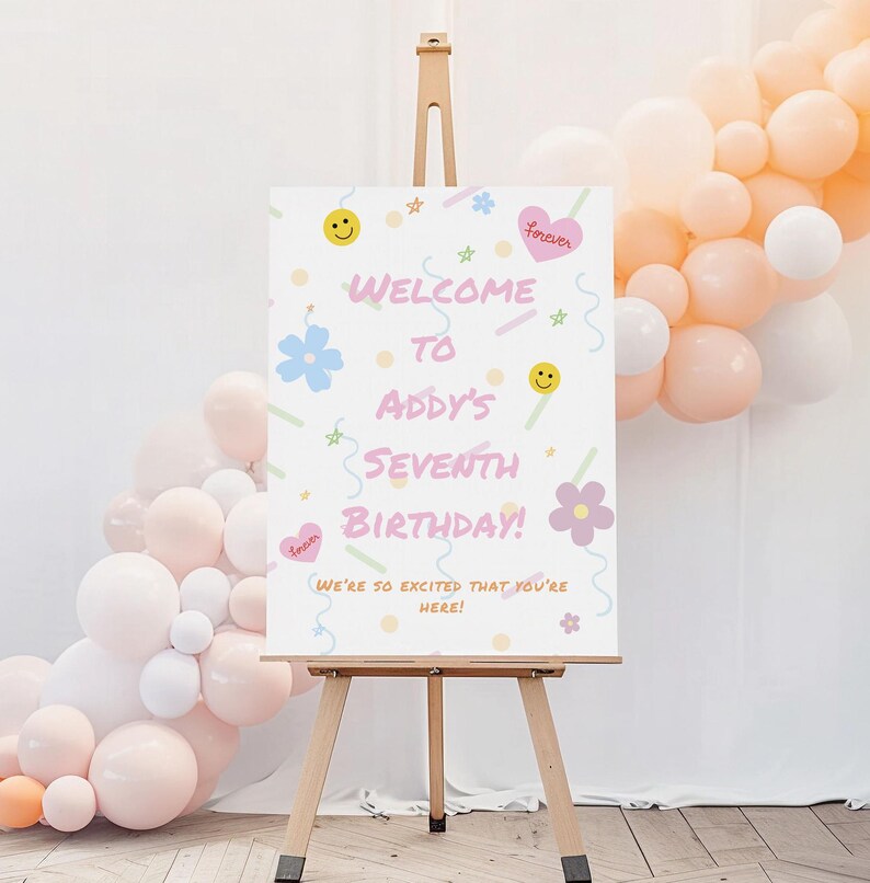 90s Theme Party Welcome Sign, Custom Birthday Decorations (digital ...