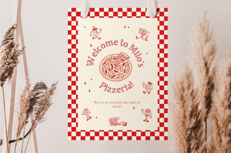 Welcome Sign, Pizza Party Theme, Instant Download, 18x24" & 24x36 ...