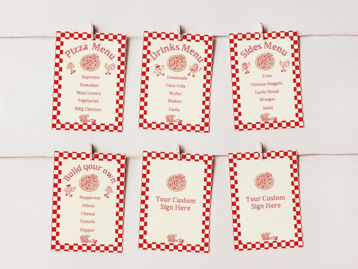 Italian Pizza Party Bundle, Editable Invitation, Banner (digital ...