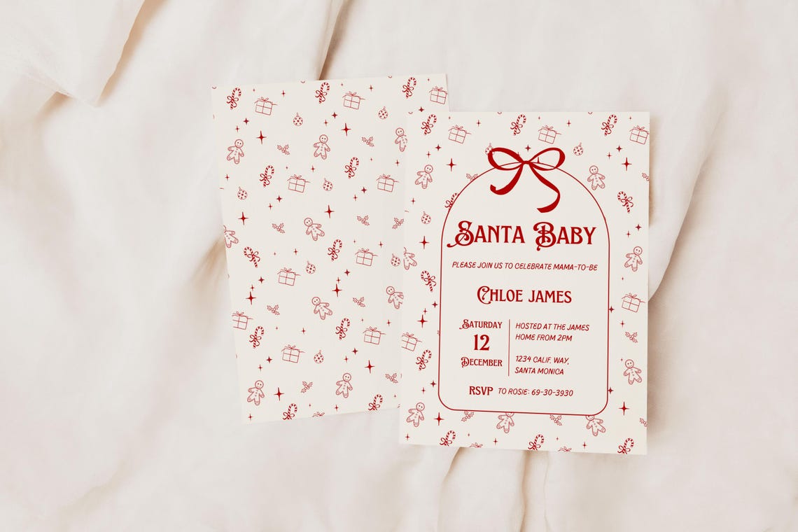 Santa Baby Shower Invitation, Festive Theme (digital Download) - Etsy