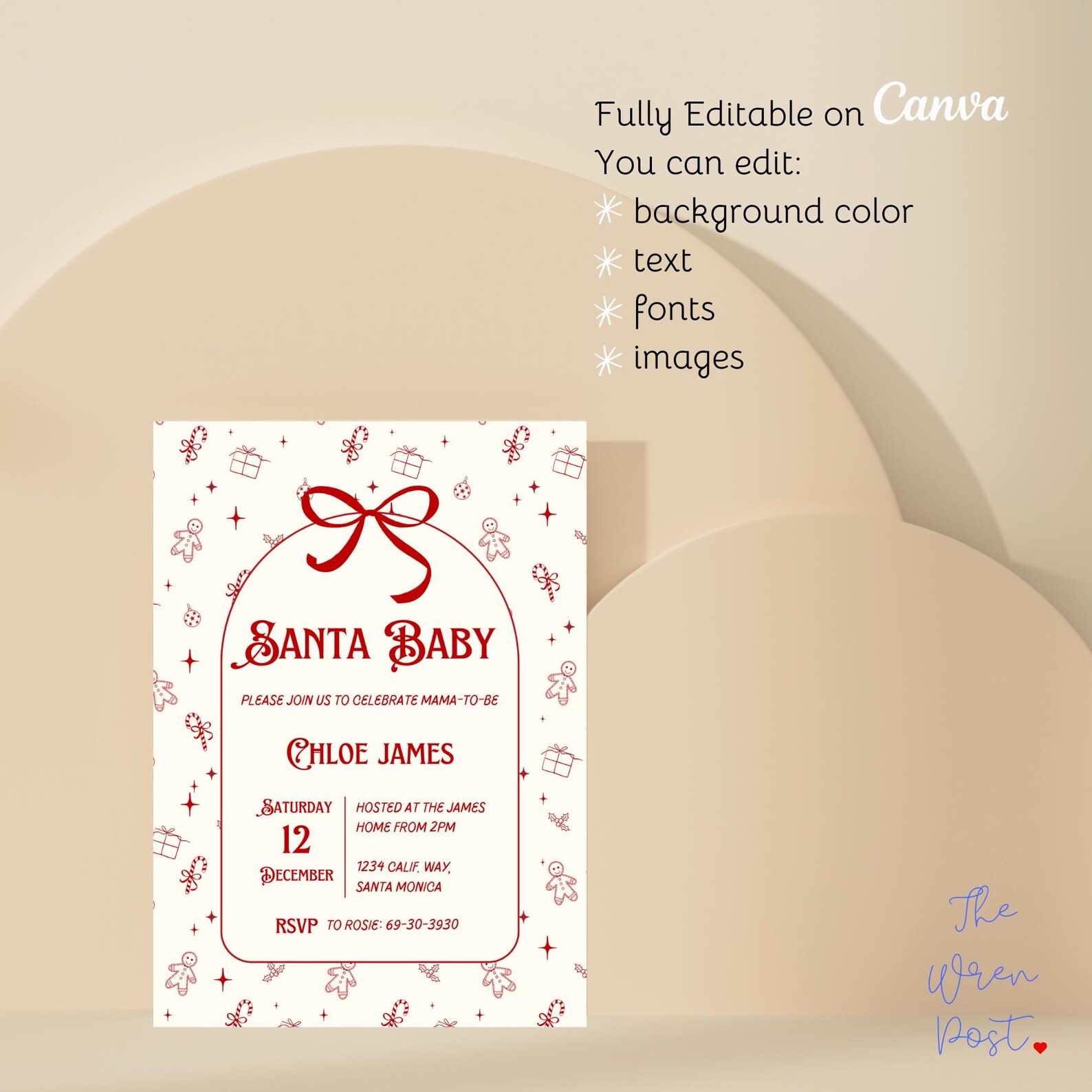 Santa Baby Shower Invitation, Festive Theme (digital Download) - Etsy
