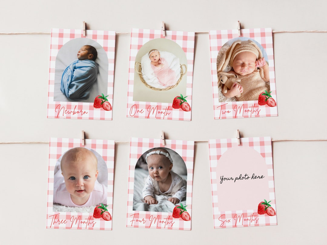 Berry First Theme Photo Banner, INSTANT DOWNLOAD, Add Your Photos, Baby ...