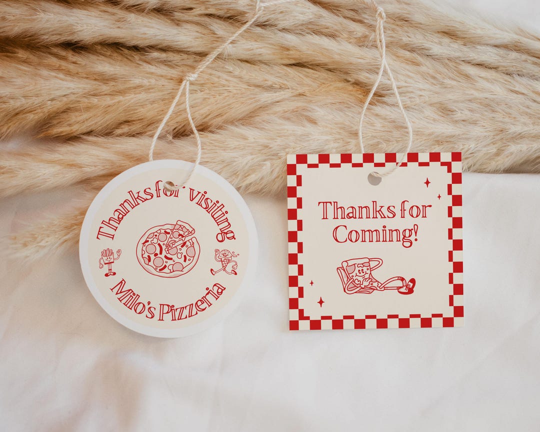 Pizza Party Favor Tags, Editable Thank You Tags (digital Download) - Etsy