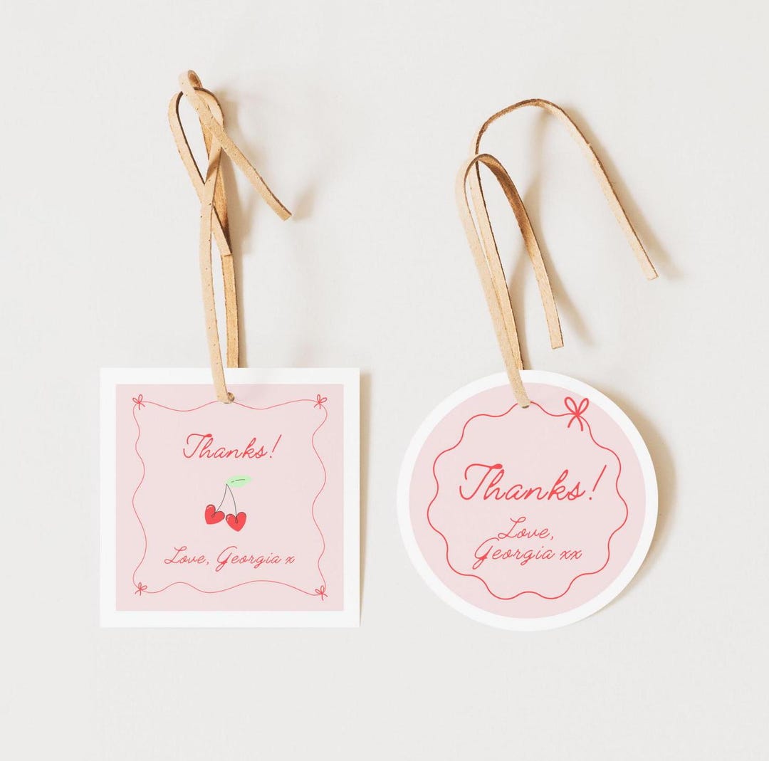 Cherry First Birthday Favor Tags, INSTANT DOWNLOAD, Custom Party ...