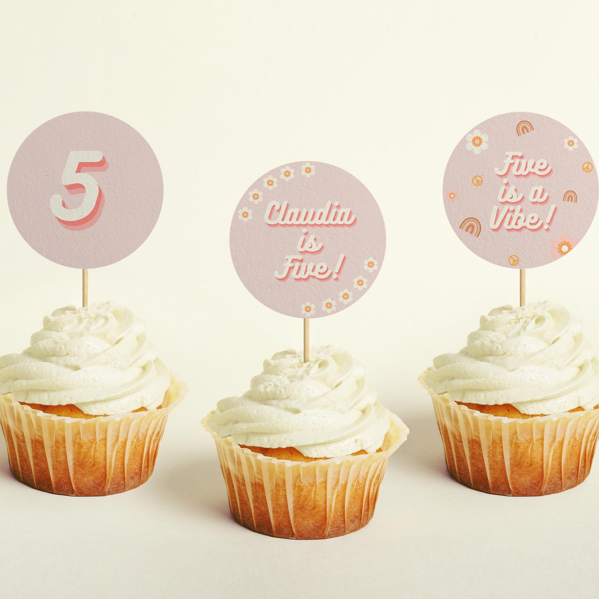 5 is a Vibe Cupcake Toppers INSTANT DOWNLOAD, Custom Party Decorations ...