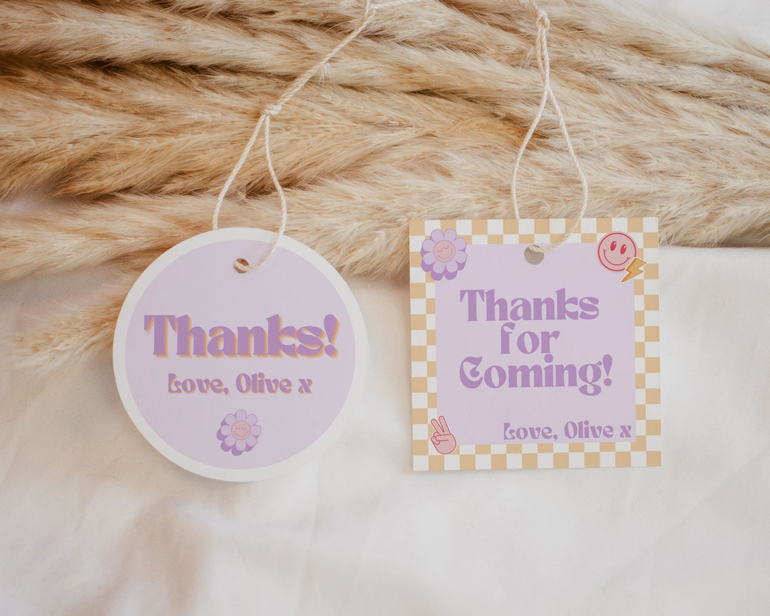 Modern, 90's, Retro Favor Tags, INSTANT DOWNLOAD, Custom Party ...
