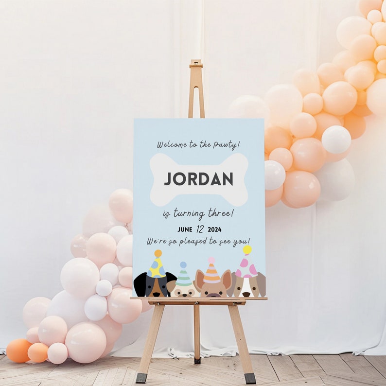 Let's Pawty Welcome Sign, INSTANT DOWNLOAD, 24" X 36" Inch Sign, Custom ...