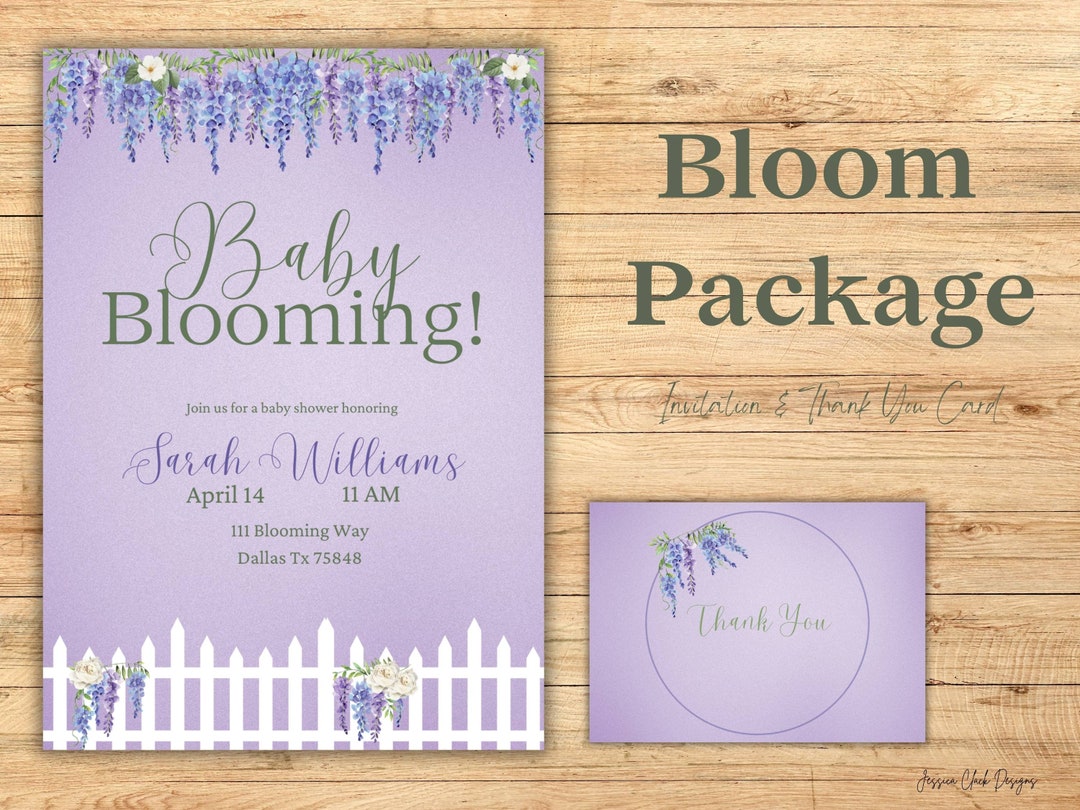 Spring Baby Shower Invitation, Blossom, Baby Shower Invitation Template ...