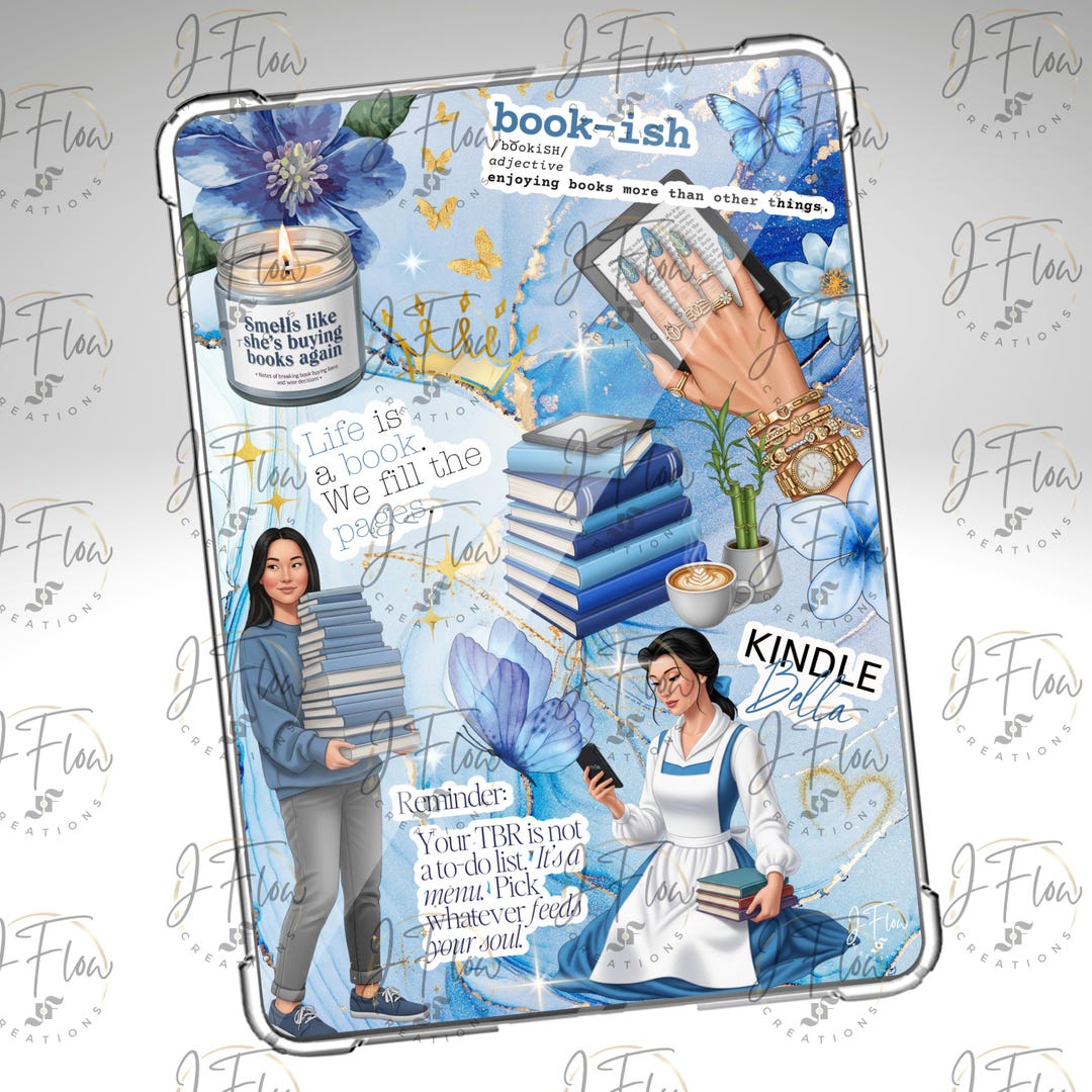 Blue Kindle Bella Asian Printable Kindle Insert - DIGITAL DOWNLOAD - Etsy