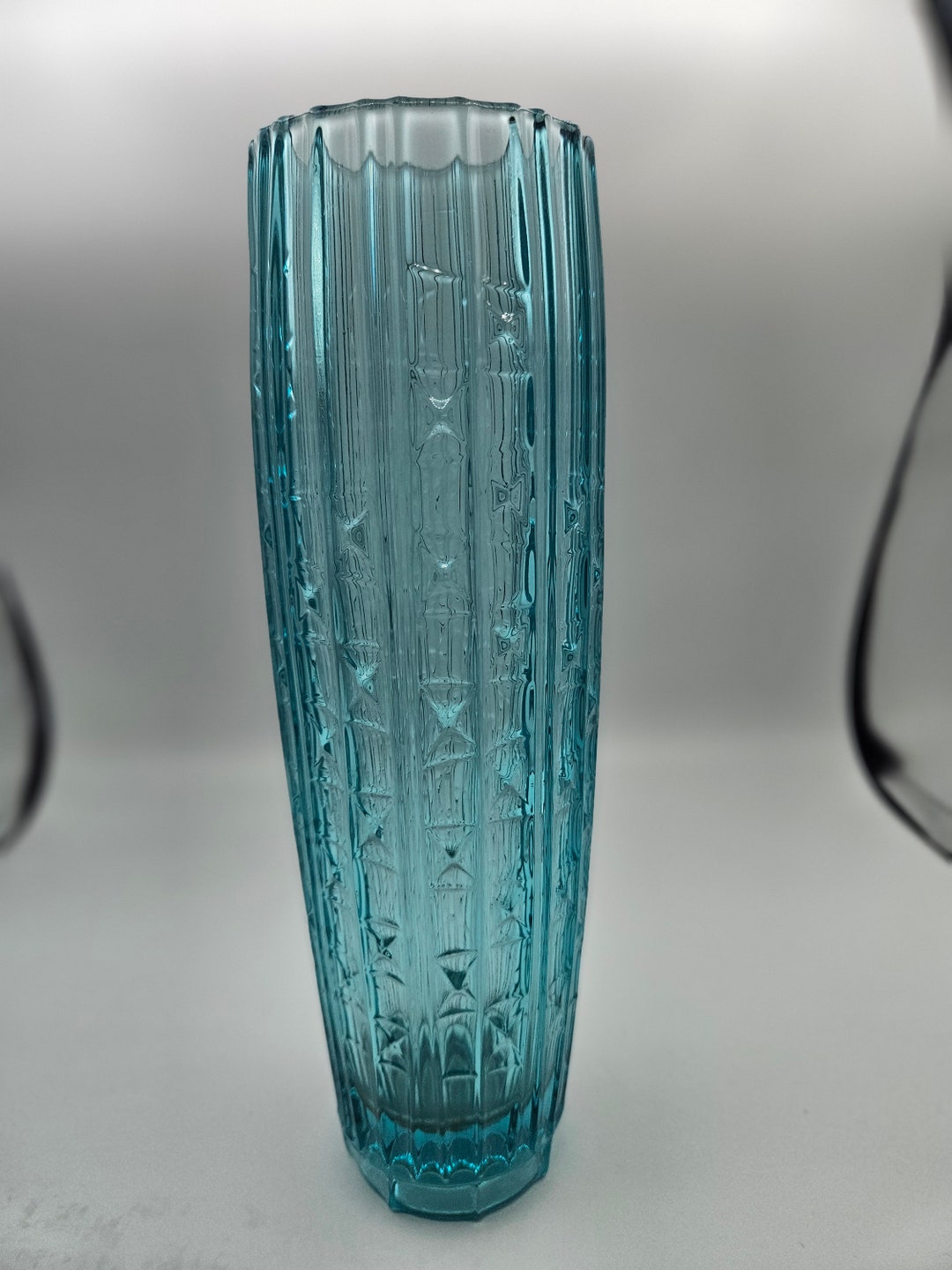 Bohemian Czech Libochovice Art Glass Turquoise Vase by Rudolf Jurnikl ...