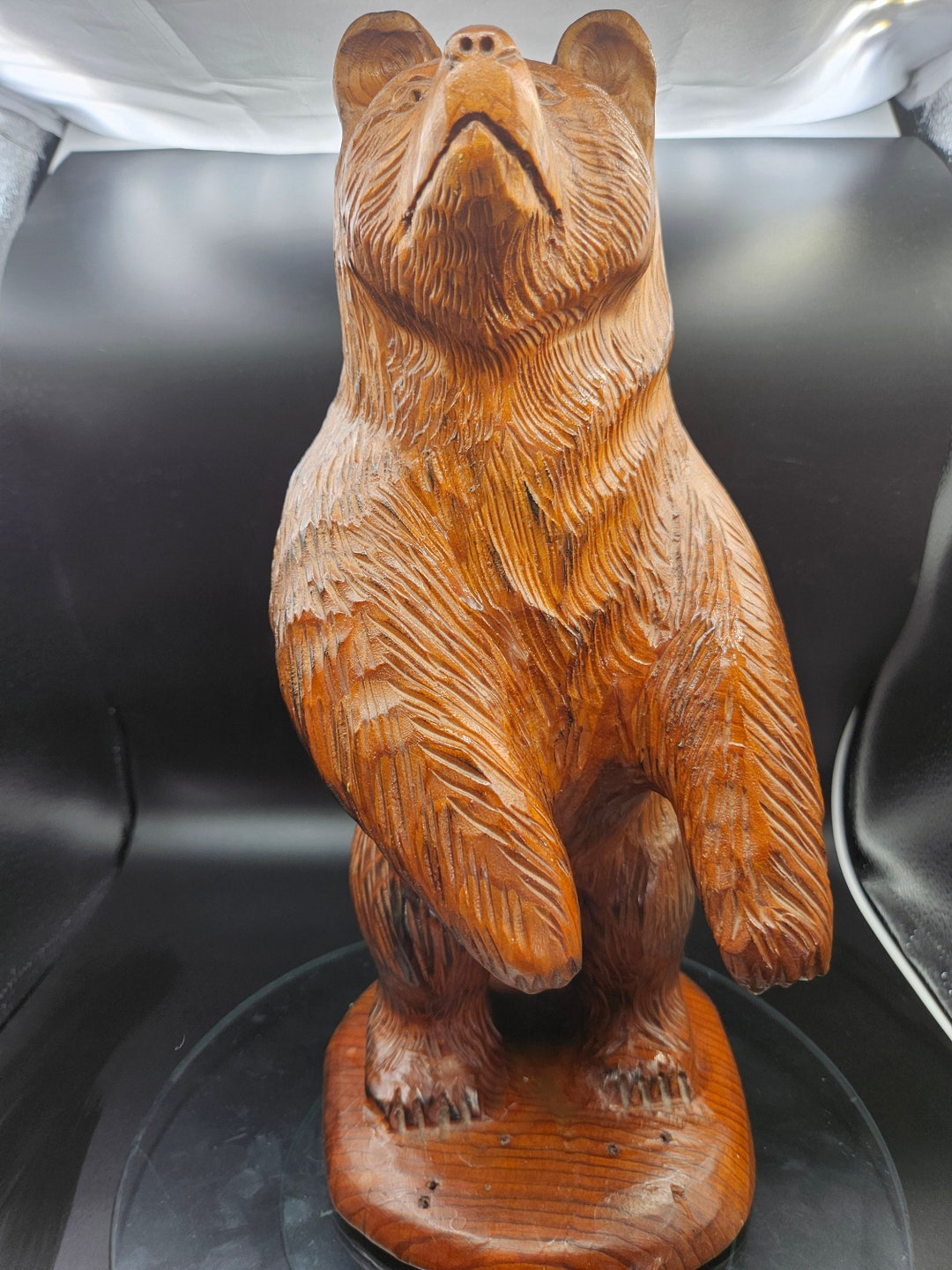 FOLK ART Hand-carved Wooden Bear Sculpture Art Rustic Lodge Cabin ...