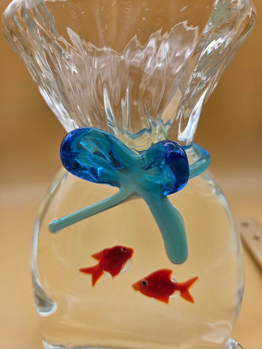 Vintage Murano Style Art Glass Fish in Bag -goldfish-figurine/sculpture ...