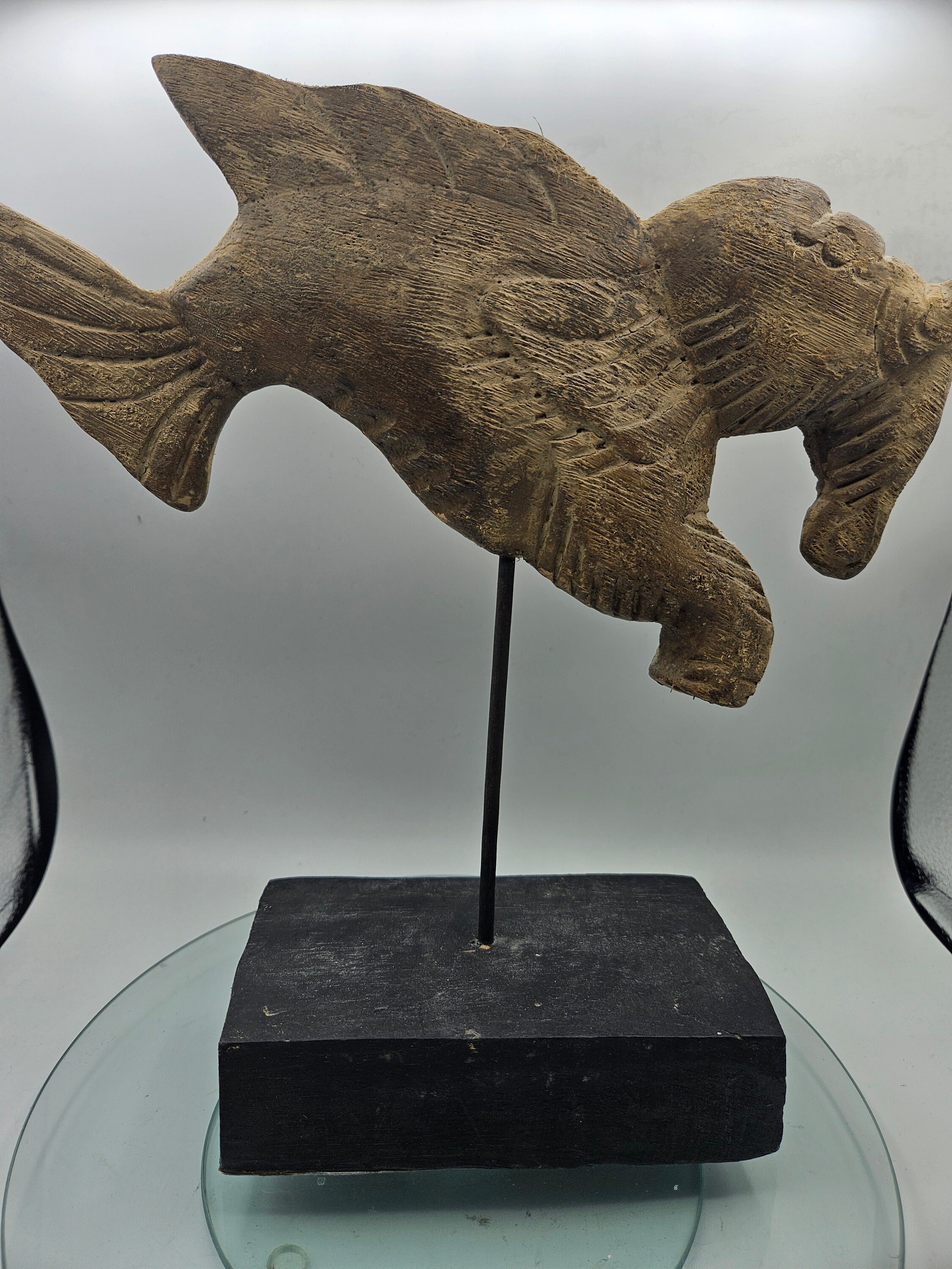 Hindu Mythical Creature Makara Half Elephant / Half Fish Wood Carving ...