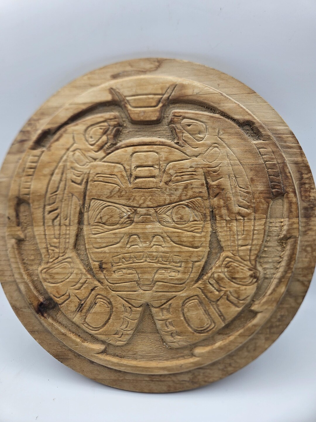 Vintage Native Canadian Wooden Drum Box Signed Clarence S. Wells Haida ...