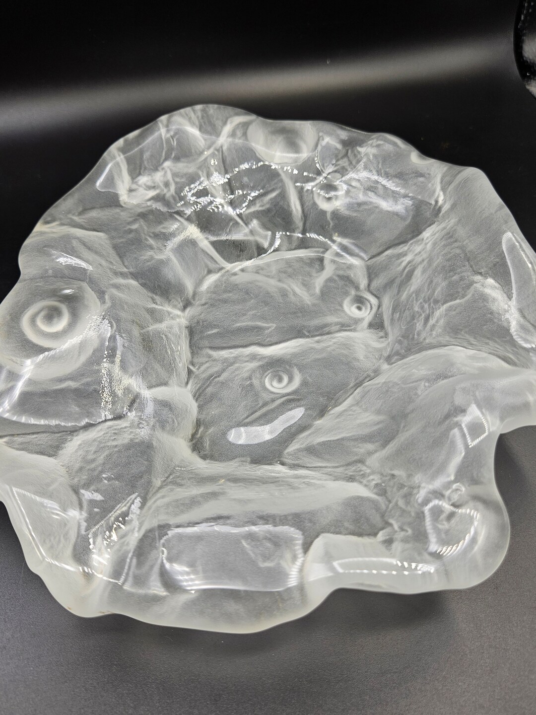Frosted Glass Bowl With Shells and Fossils by Jolanda Prinsen - Etsy
