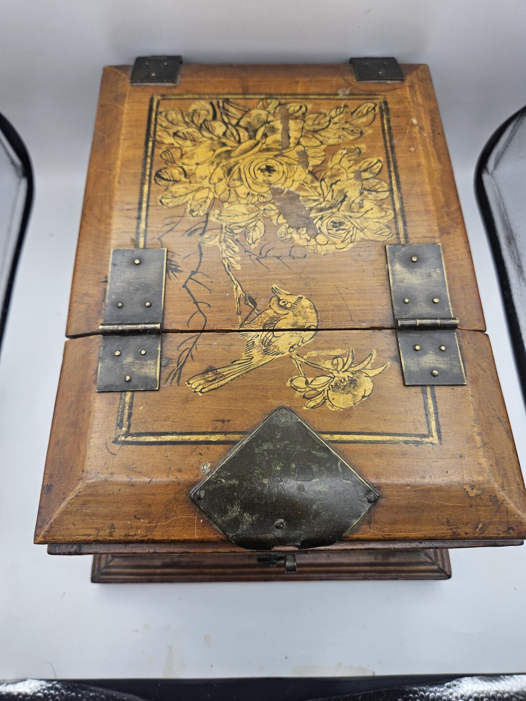 Antique Barber Box With Folding Mirror and Drawer -shaving Box-jewelry ...