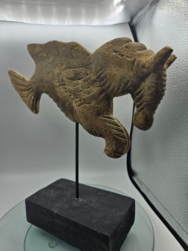 Hindu Mythical Creature Makara Half Elephant / Half Fish Wood Carving ...