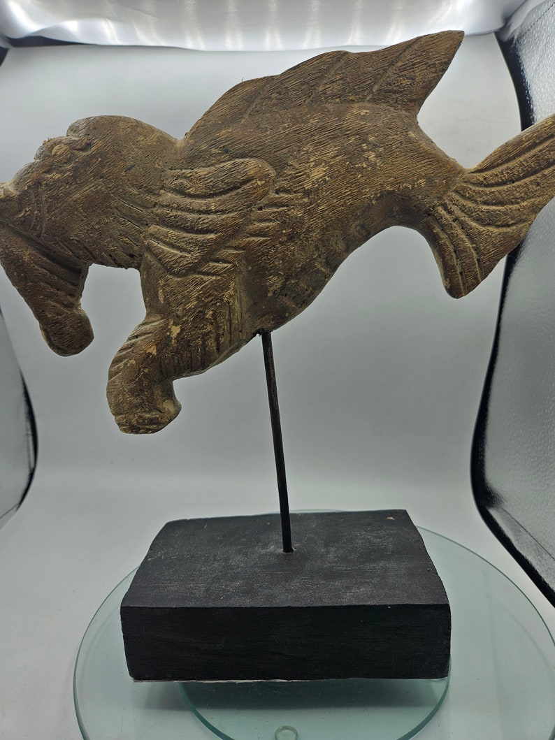 Hindu Mythical Creature Makara Half Elephant / Half Fish Wood Carving ...