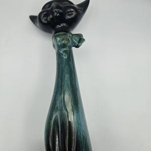 Vintage MCM Blue Mountain Pottery Long Neck Cat With Bow Tie - Etsy