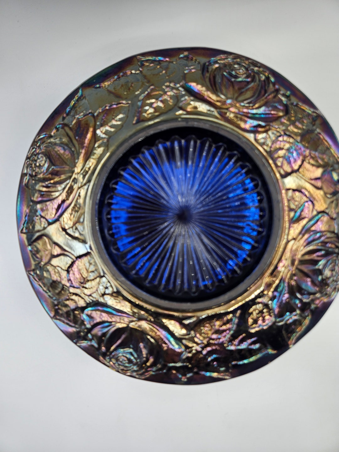 RARE Antique "flora" Floating Bowl by Sowerby Carnival Glass Pattern ...