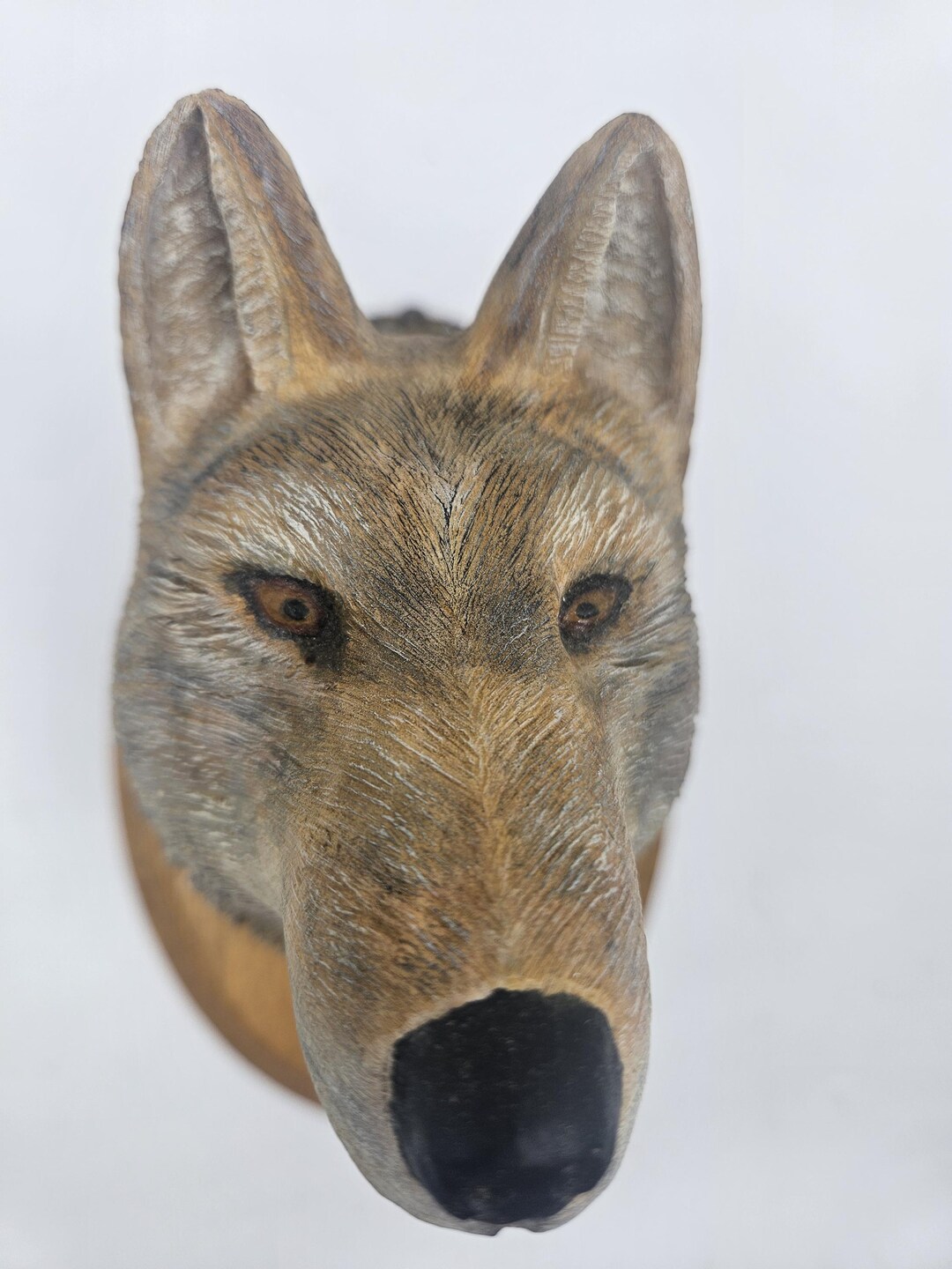 Folk Art Timber Wolf Head Carving - Etsy