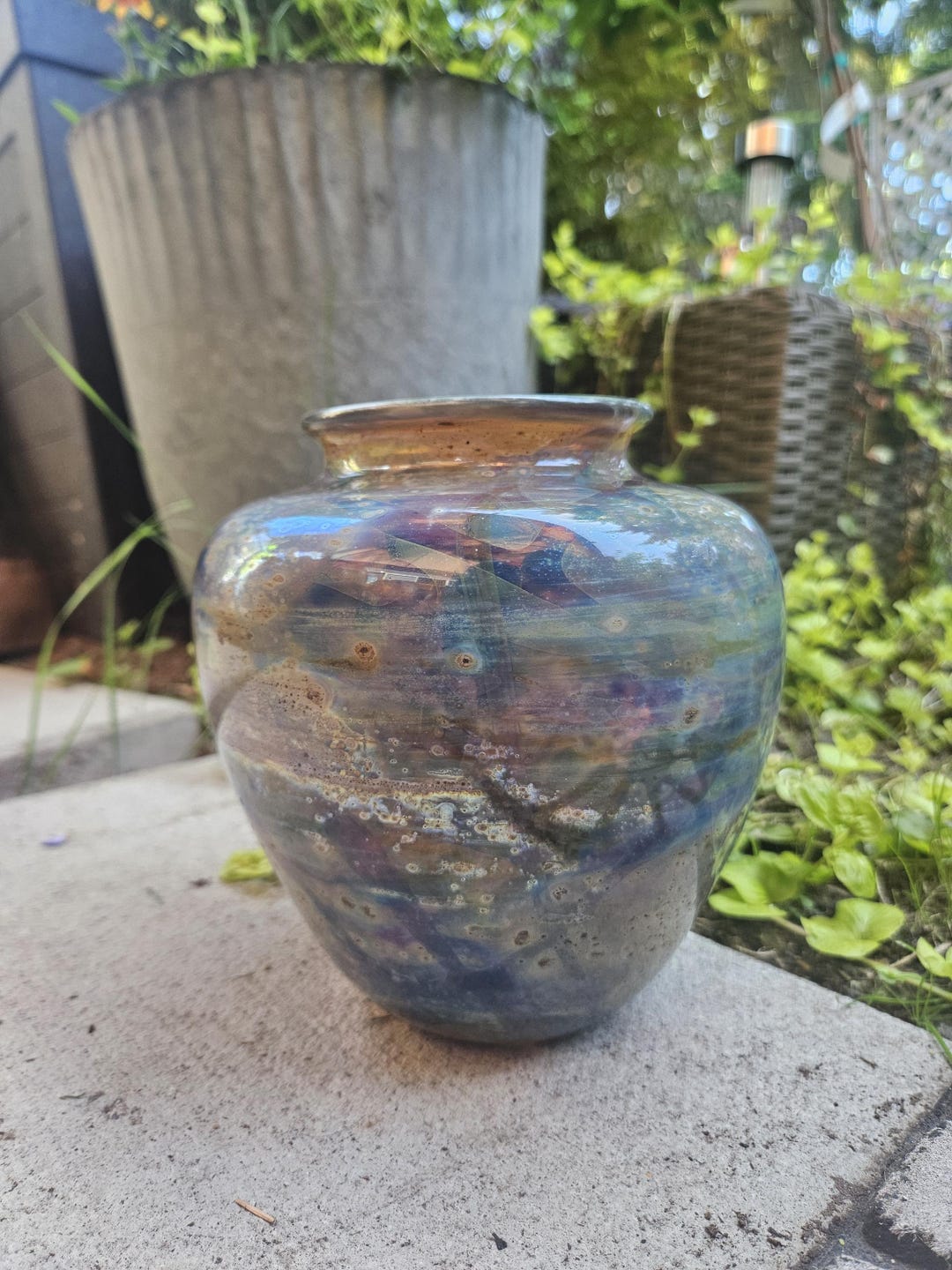 EDWARD ROMAN Signed Art Glass Vase - Etsy