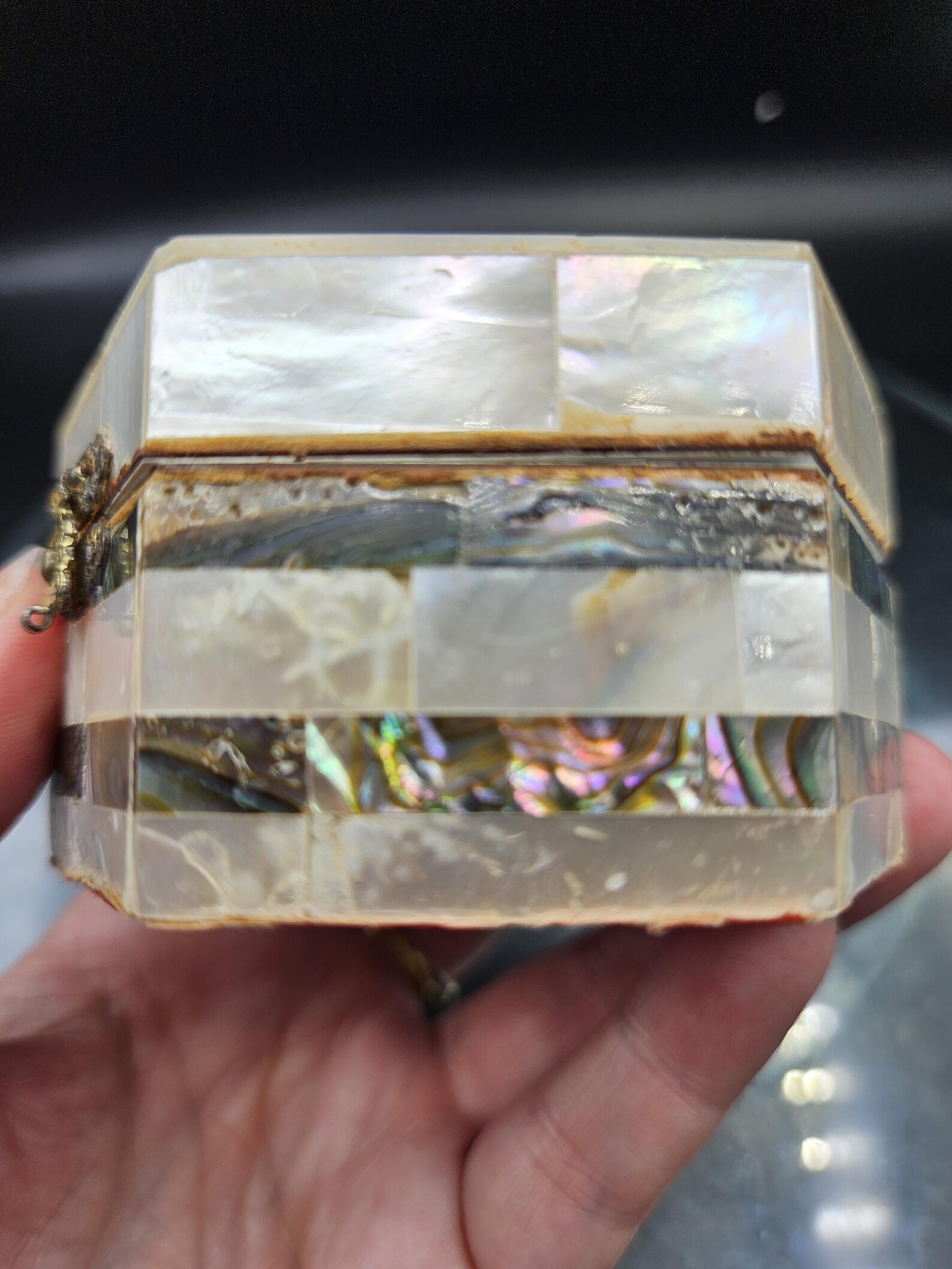 Vintage Mother of Pearl Abalone Jewelry Box, Pearl Trinket Box, Unique ...