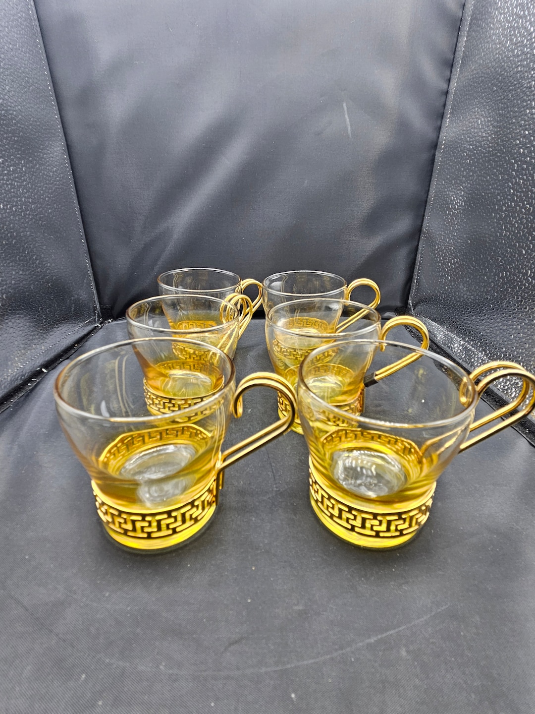 Vintage Libbey Greek Key Glasses, Set of 6, Amber Hot Toddy Glasses - Etsy