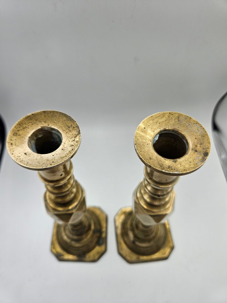 English Brass Diamond Princess Style Candlesticks - Etsy