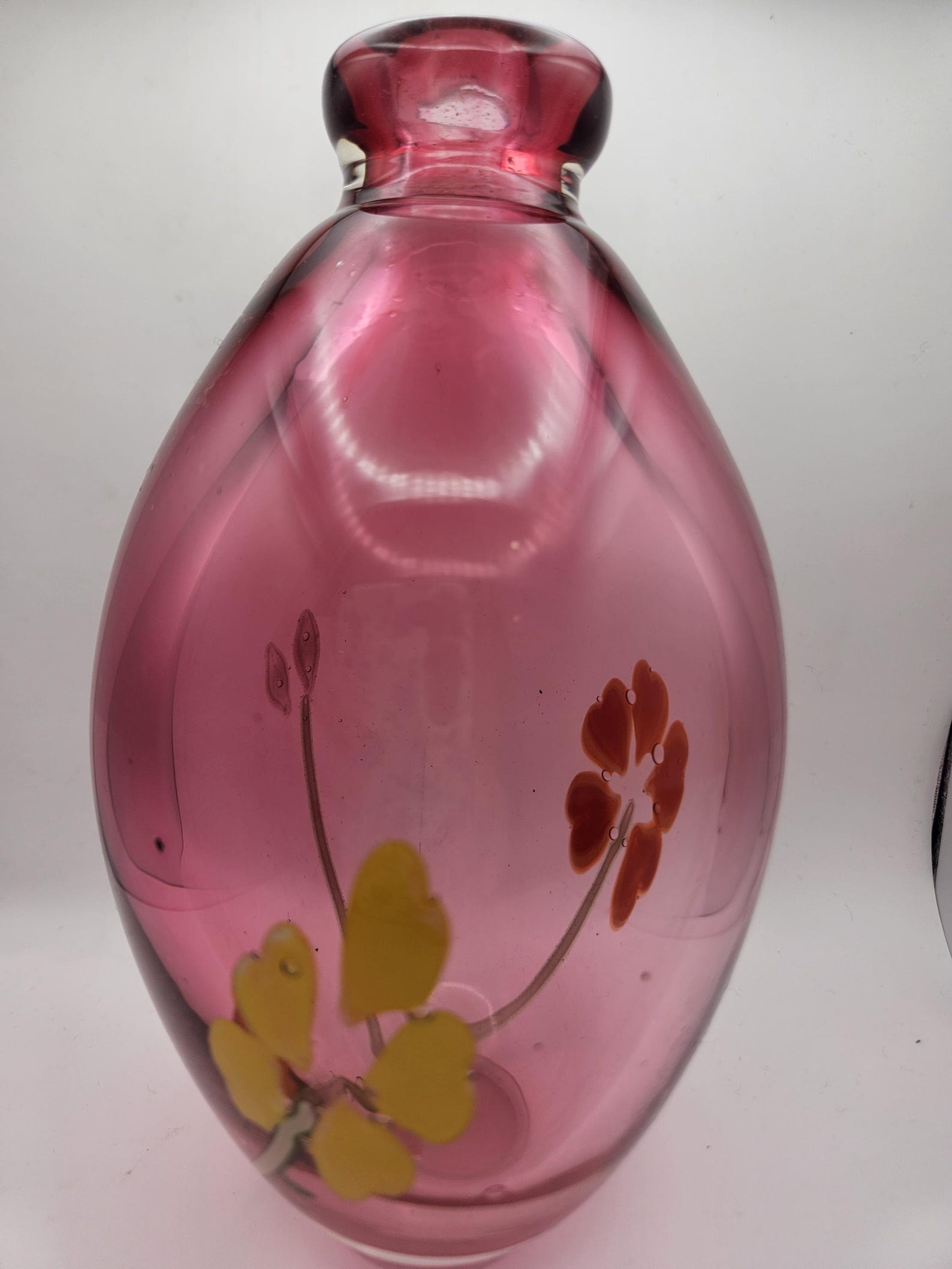 Pretty Pink Glass Vase With Encased Flowers - Etsy