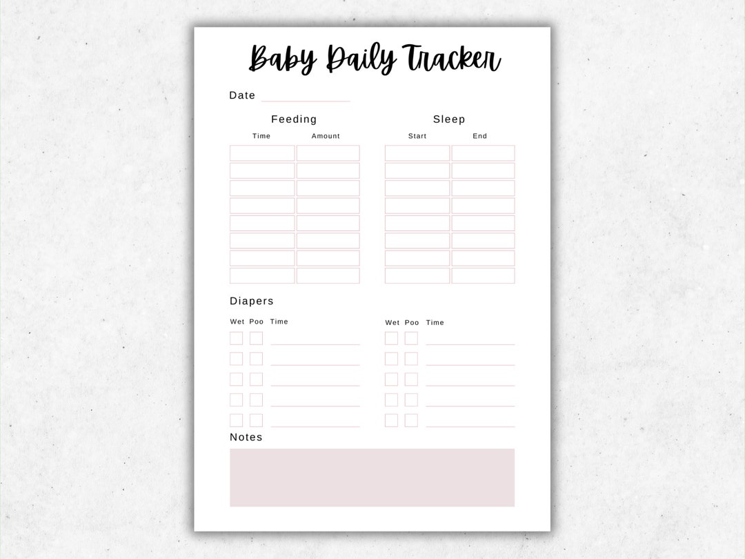 Printable Baby Daily Tracker: Diaper Feeding and Sleep - Etsy