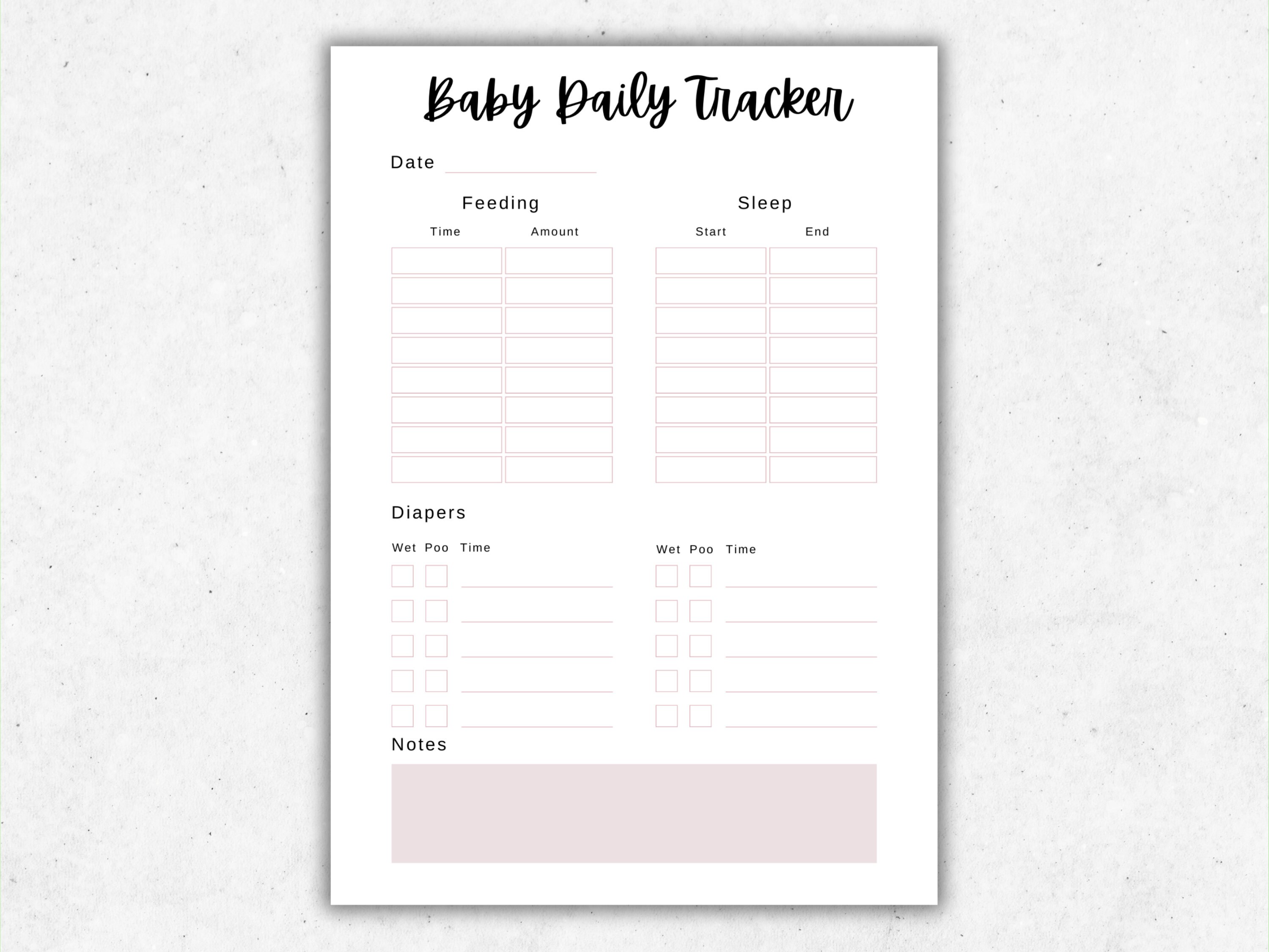 Printable Baby Daily Tracker: Diaper Feeding and Sleep - Etsy
