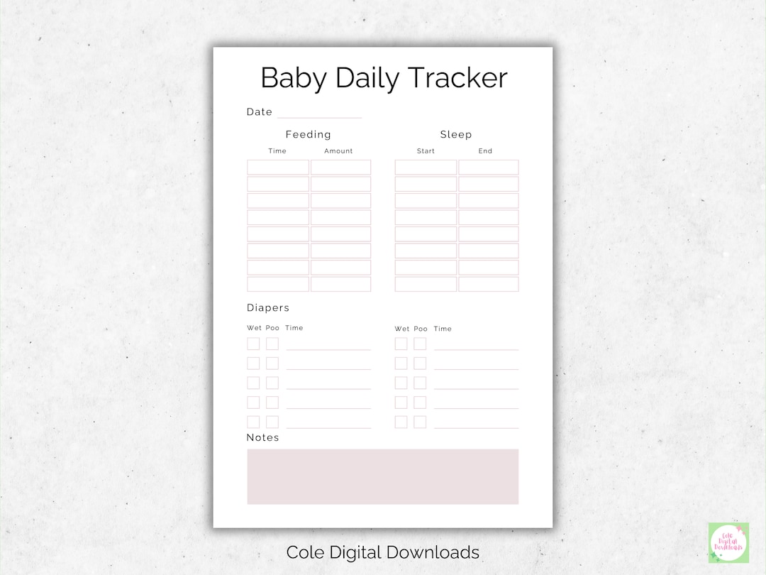 Printable Baby Daily Tracker: Diaper, Feeding, and Sleep Tracking ...