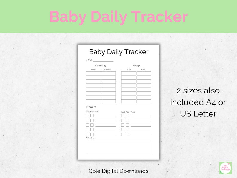 Printable Baby Daily Tracker: Diaper, Feeding, and Sleep Tracking - Etsy