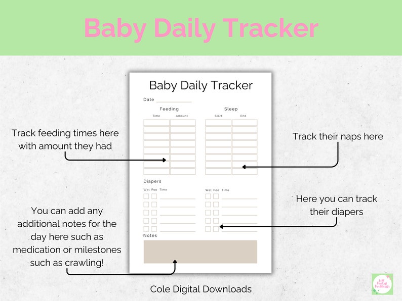 Printable Baby Daily Tracker: Diaper, Feeding, and Sleep Tracking Brown ...