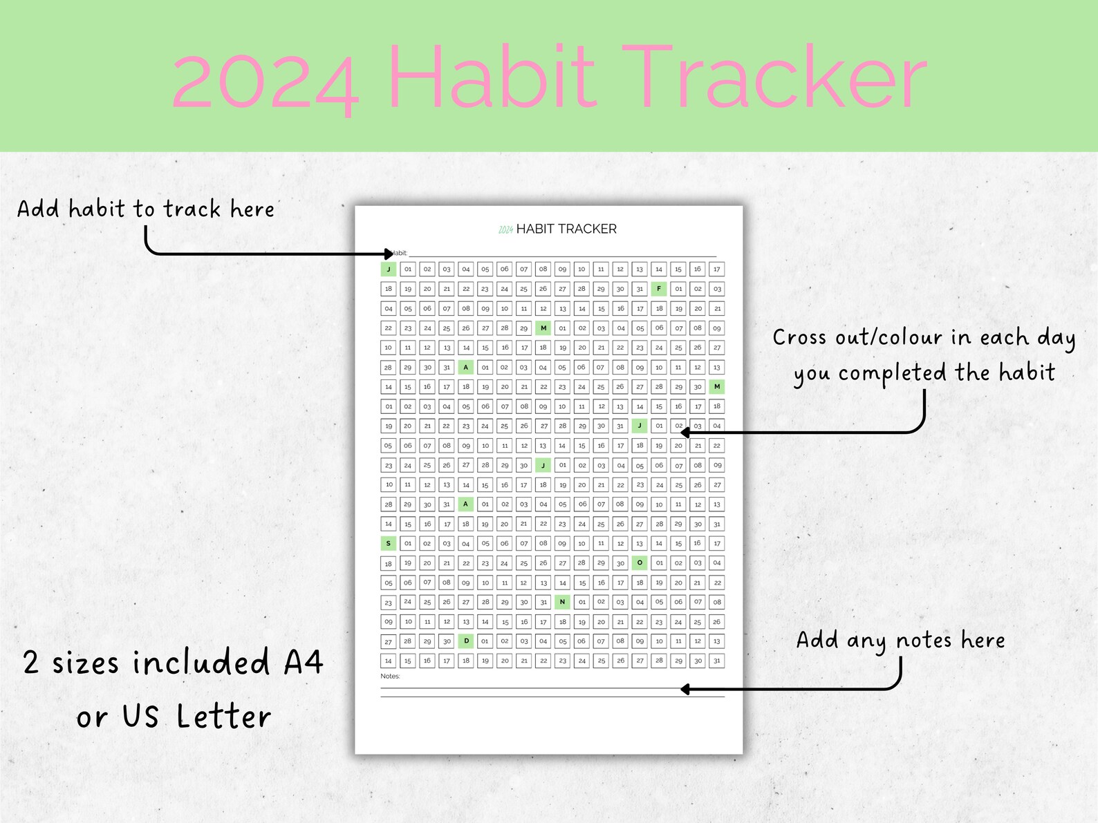 2024 Habit Tracker Printable Goal Setting and Progress Journal New Year ...