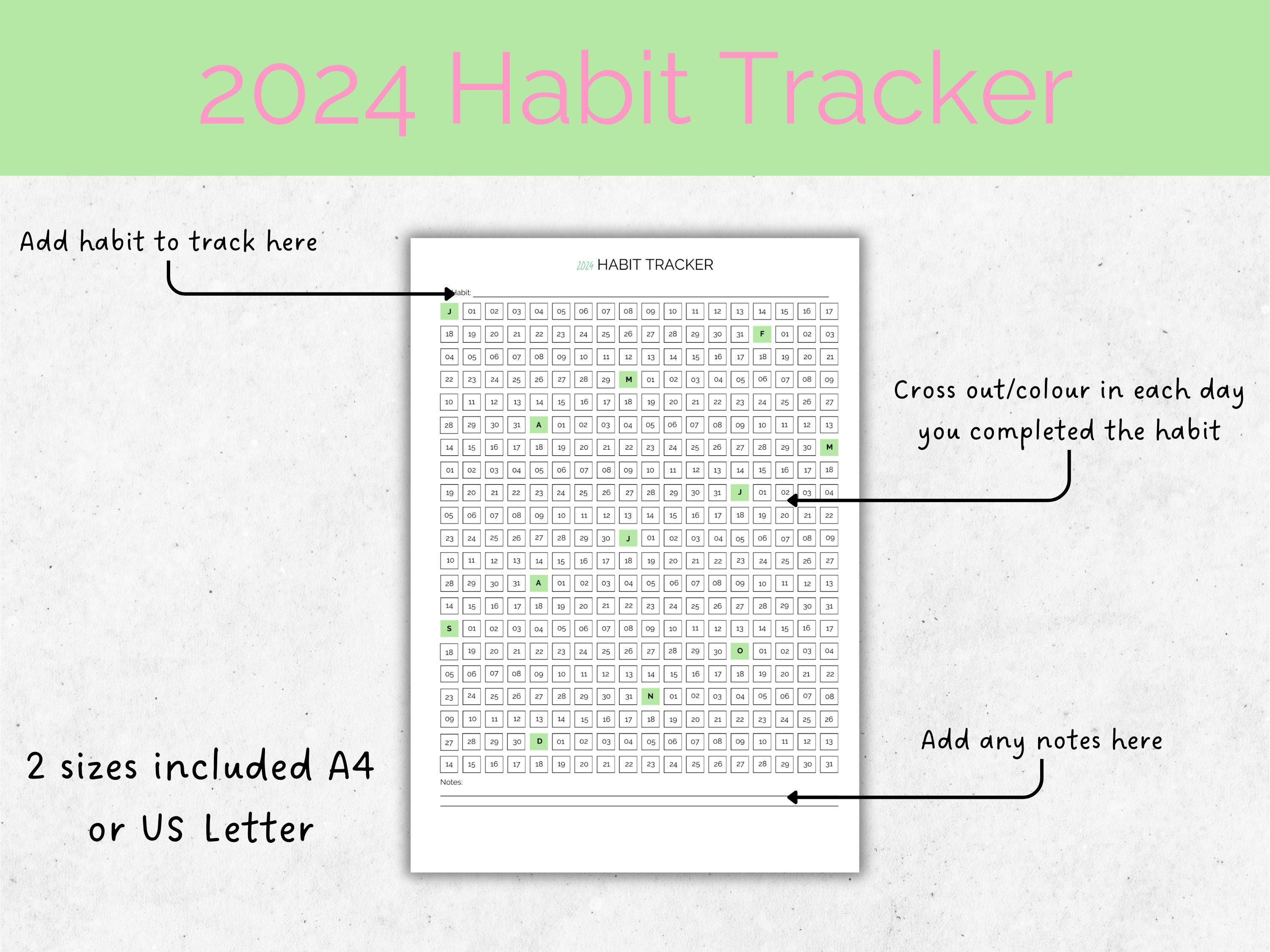 2024 Habit Tracker Printable Goal Setting and Progress Journal New Year ...
