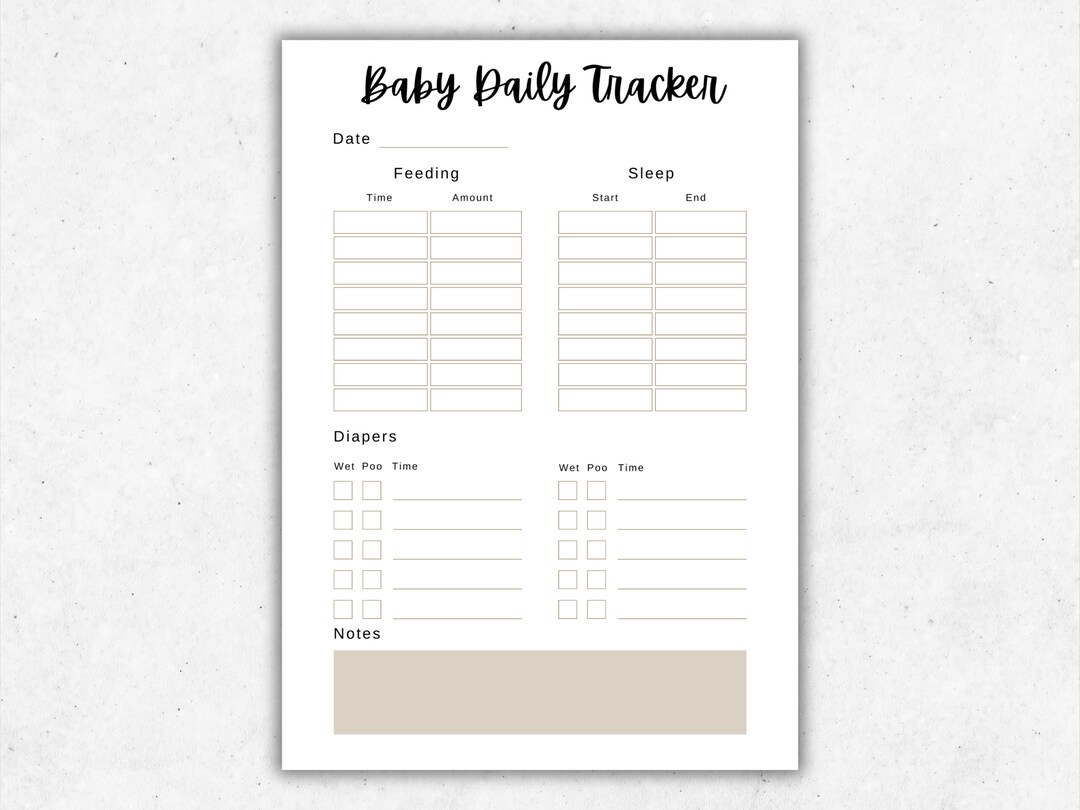 Printable Baby Daily Tracker: Diaper Feeding and Sleep - Etsy
