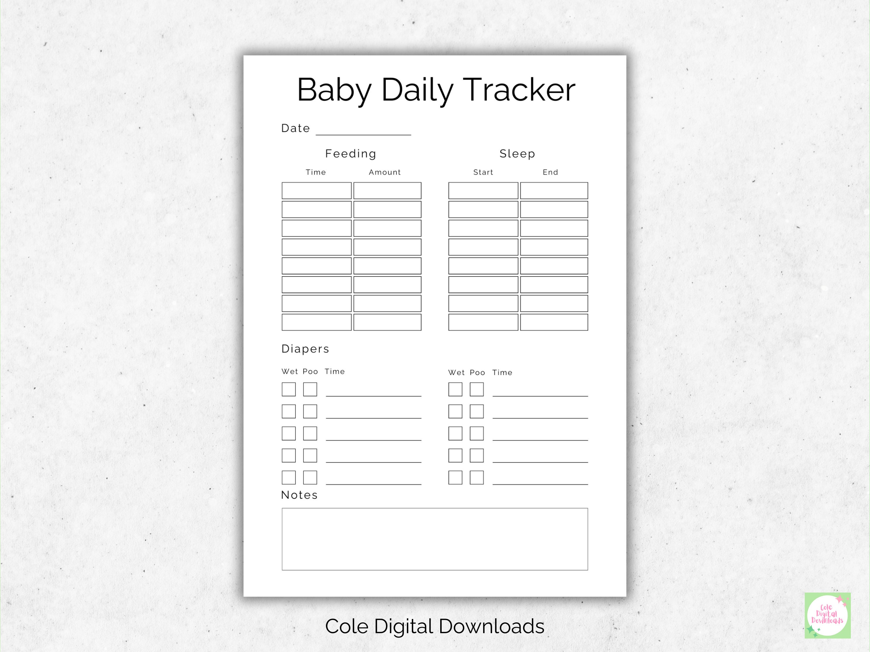 Printable Baby Daily Tracker: Diaper, Feeding, and Sleep Tracking - Etsy